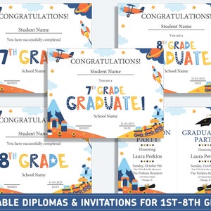 Editable 1st Grade Awards, 1st to 8th Grade Diploma, Certificate of ...