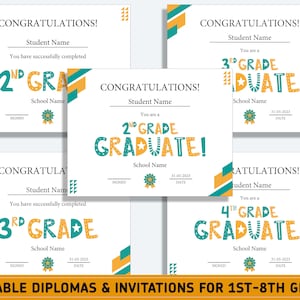 Editable First Grade, Second Grade Diploma Certificate of Completion ...