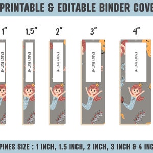 Mermaids & Sea Animals Binder Covers, 10 Printable/editable Binder ...