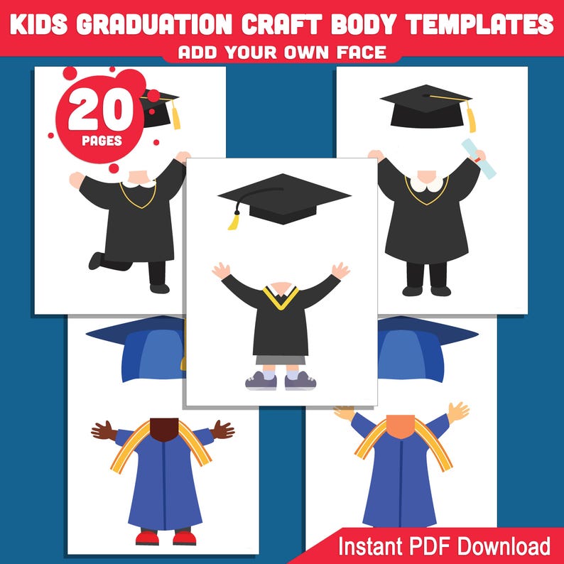 Printable Graduation Craft for Kids, Body Cutout Templates to Add Your ...