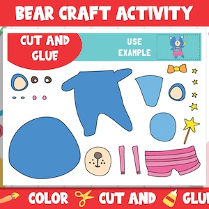 Cute Bear Craft Activity - Color, Cut, and Glue for Prek to 2nd Grade ...
