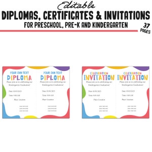 37 Editable Kindergarten, Pre-k, and Preschool Diplomas, Certificates ...