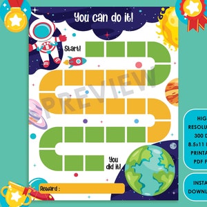 Printable Astronaut Reward Chart for Kids, Space-themed Behavior ...