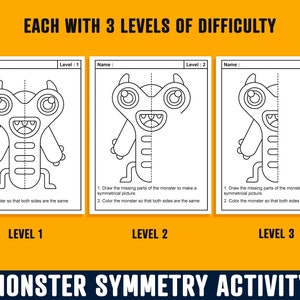 Monsters Symmetry Activity, Monsters Lines of Symmetry Activity, 24 ...