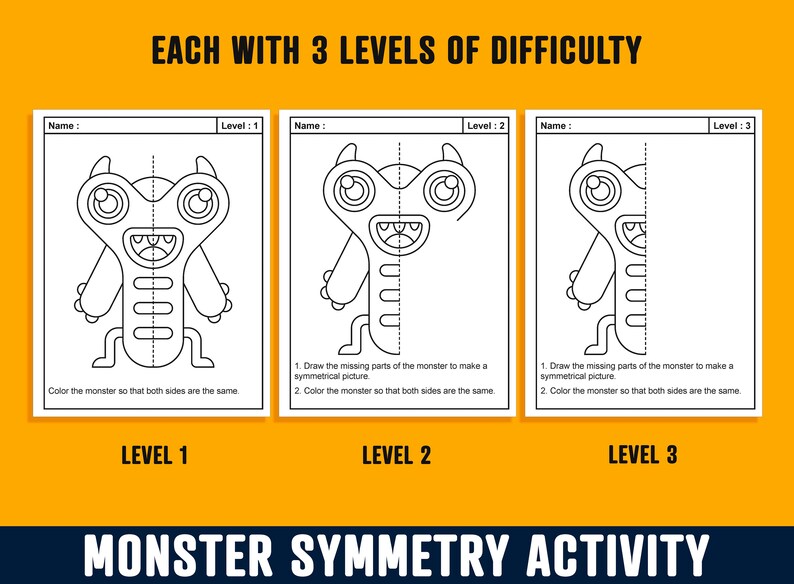 Monsters Symmetry Activity, Monsters Lines of Symmetry Activity, 24 ...