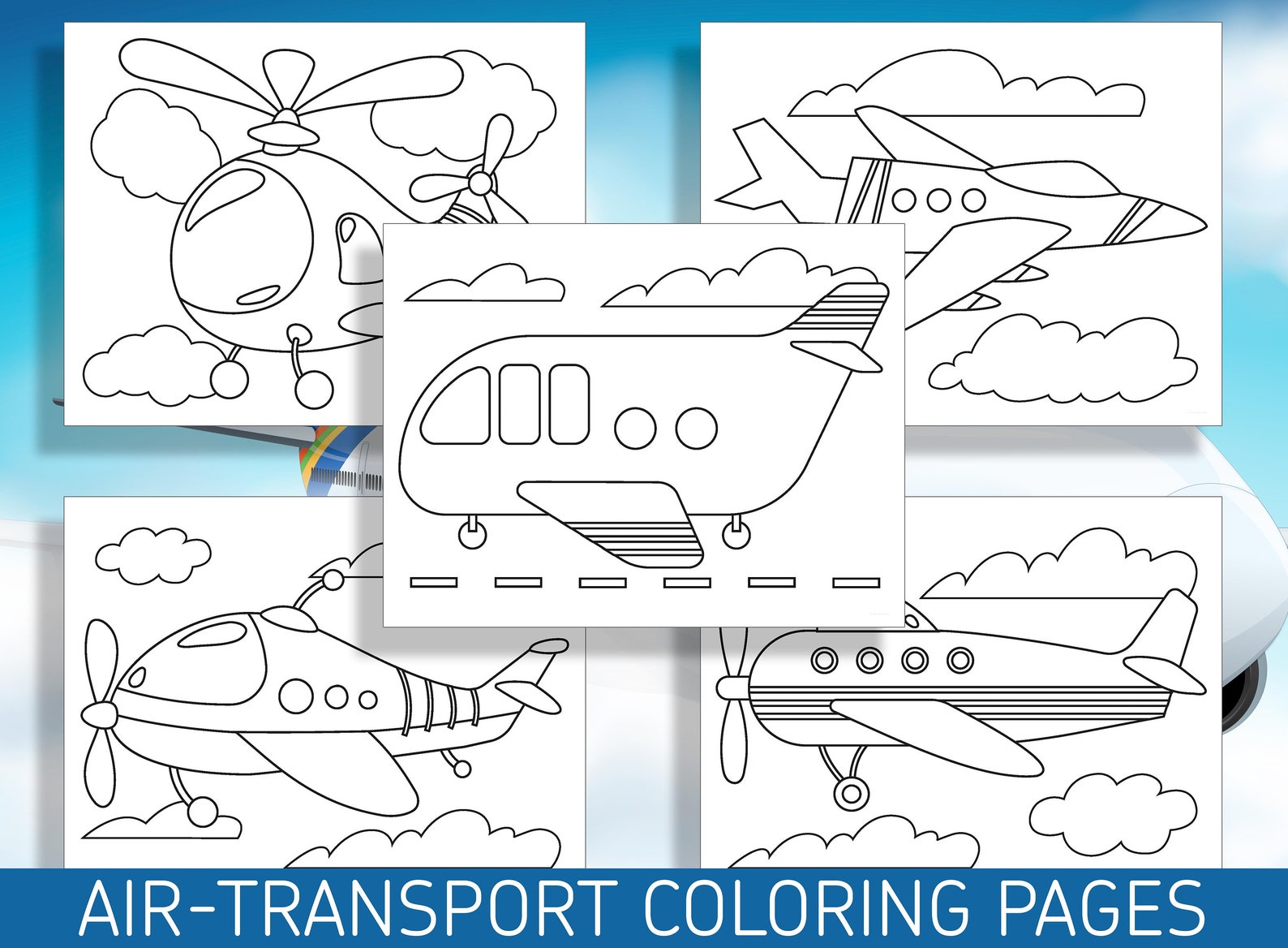 Up Up and Away: 25 Fun Air Transport Coloring Pages for - Etsy