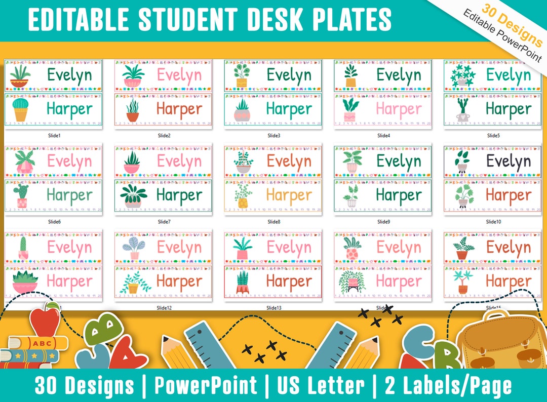 Tropical House Plant Student Desk Plates: 30 Editable Designs With ...