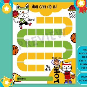 Printable Basketball Reward Chart for Kids, Fun Behavior Tracking, Two ...