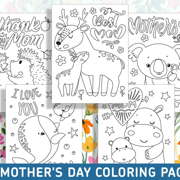 Mommy and Me Coloring Pages - Etsy