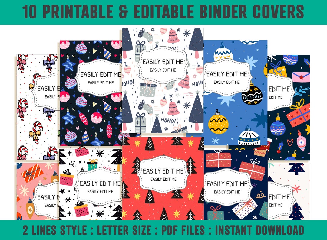 Christmas Binder Cover 10 Printable & Editable Coversspines - Etsy