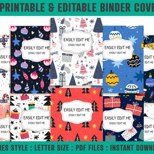 Christmas Binder Cover, 10 Printable & Editable Covers+spines, Binder ...