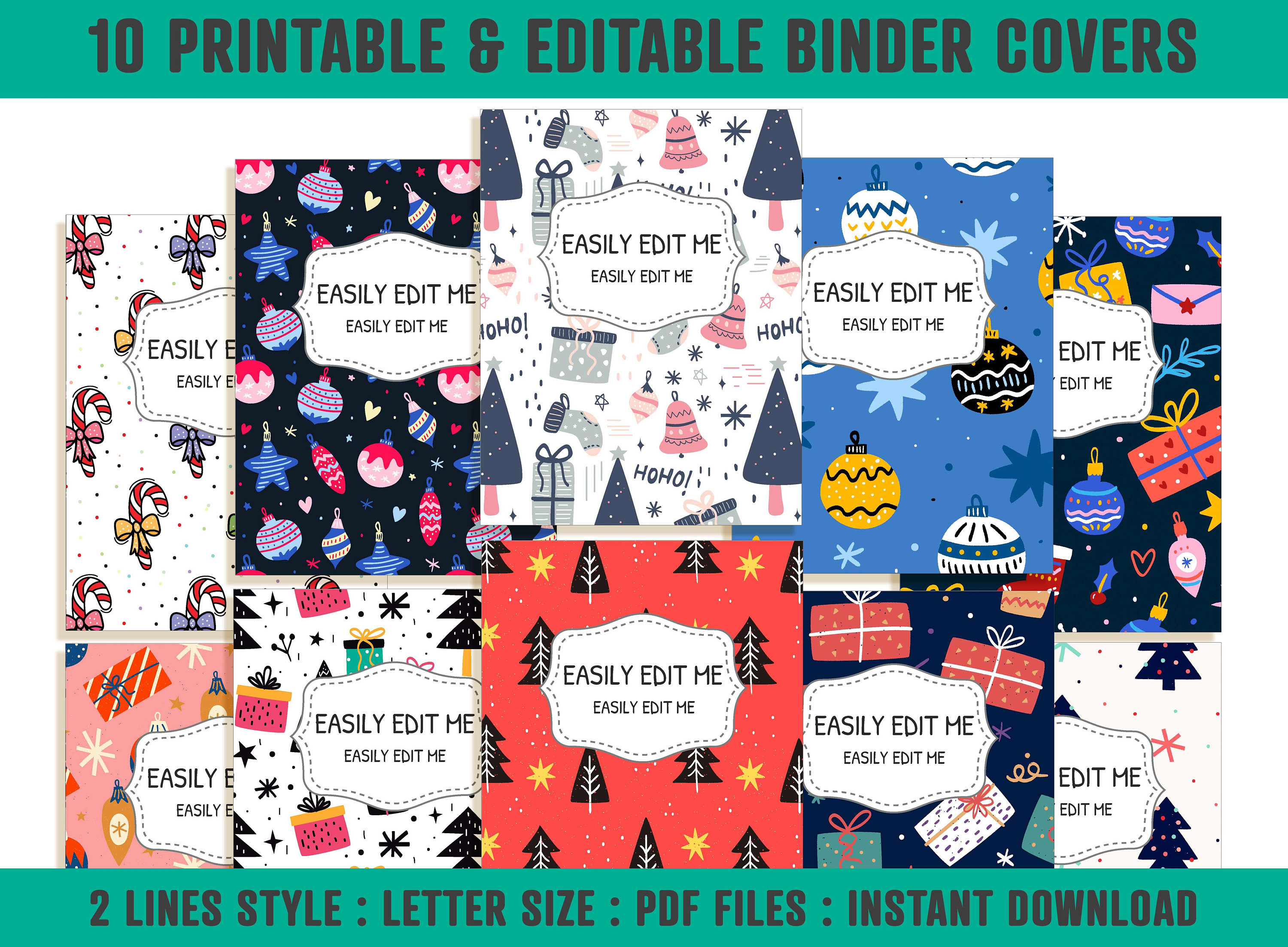 Christmas Binder Cover 10 Printable & Editable Coversspines - Etsy