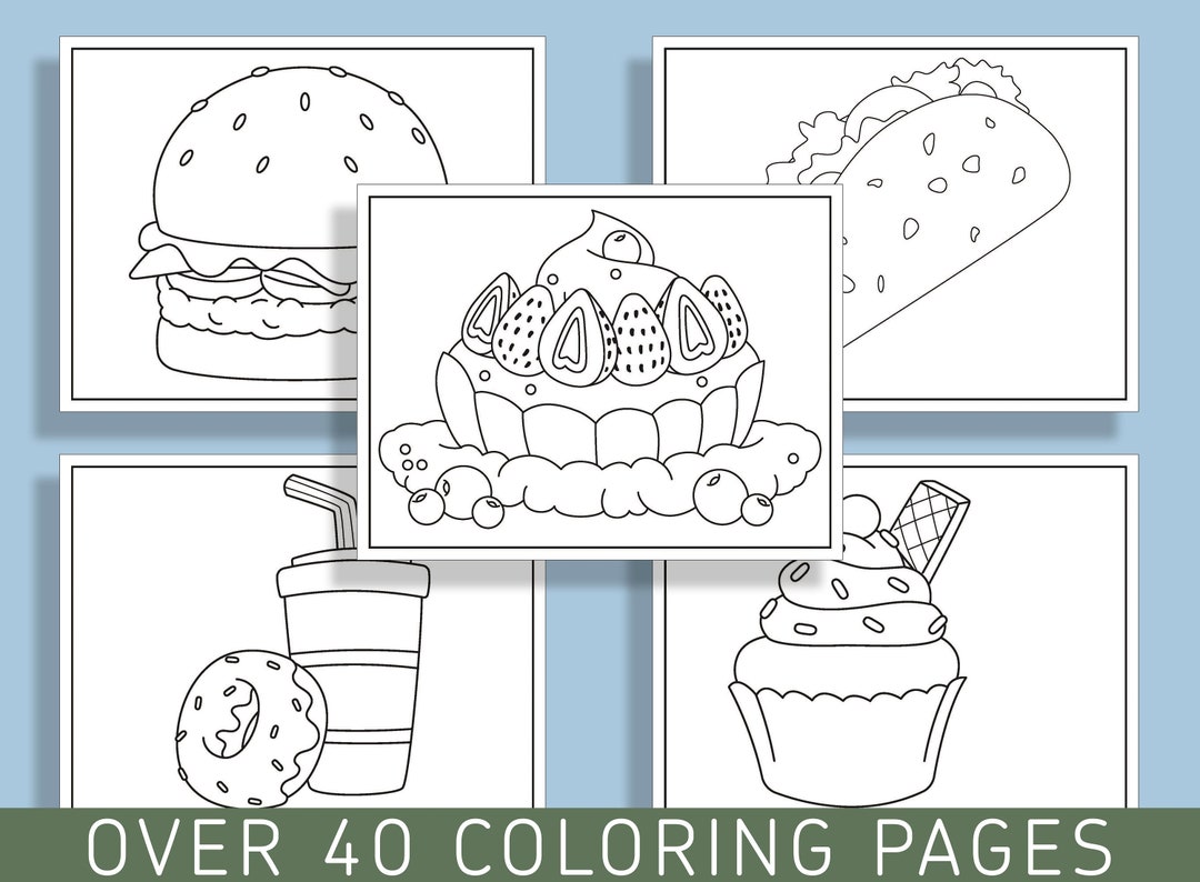 Make Learning Fun With 40 Printable Food Coloring Pages - Etsy