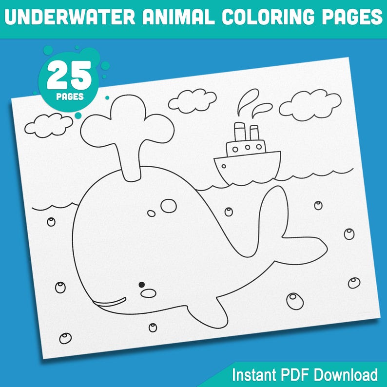 Underwater Animal Coloring Pages: 25 Fun Activity Sheets for Preschool ...