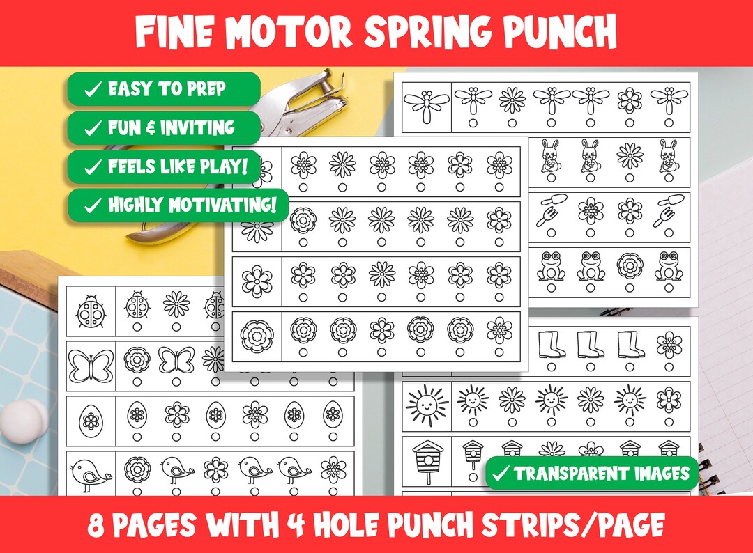 Fine Motor Spring Punch, Spring Hole Punch Activities for Task Boxes ...