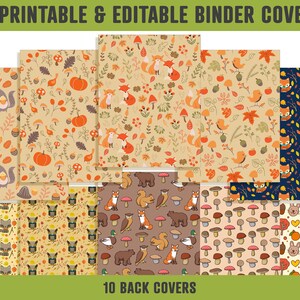 Autumn Patterns With Flowers and Animals Binder Cover, 10 Printable ...