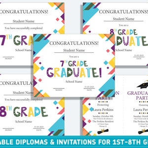 Editable 3rd Grade Diploma, 1st to 8th Grade Diploma, Certificate of ...