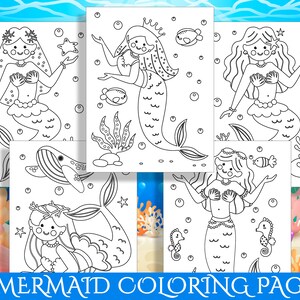 Under the Sea Coloring Pages: A Mermaid Fun Activity Book for Kids, 15 ...