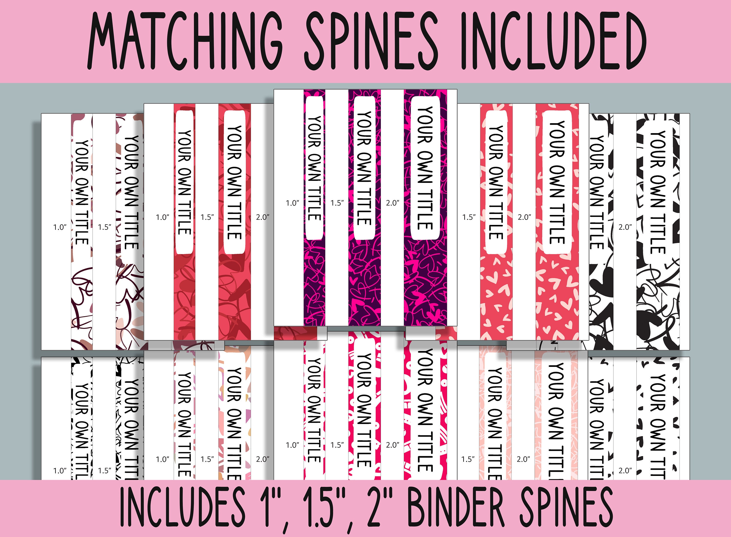 10 Editable Heart Binder Covers Includes 1 1.5 2 - Etsy