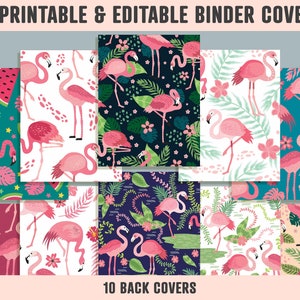 Flamingos in Different Poses Binder Cover, 10 Printable & Editable ...