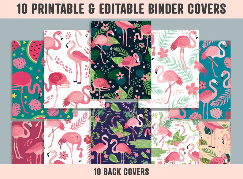 Flamingos in Different Poses Binder Cover 10 Printable & - Etsy