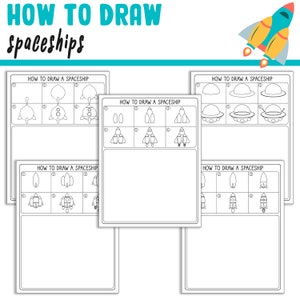 Learn How to Draw Spaceships, Directed Drawing Step by Step Tutorial ...