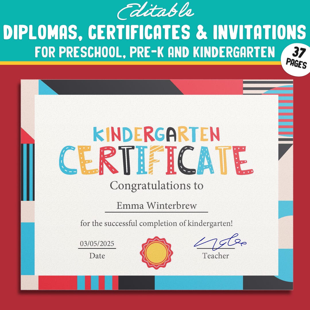 Editable End of the Year Certificates, Diplomas & Invitations for ...