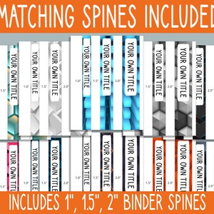 10 Editable 3D Geometric Binder Covers, Includes 1, 1.5, 2" Spines ...
