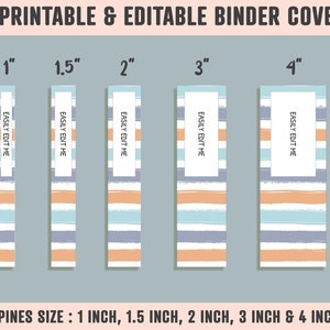 Hand Drawn Striped Pattern Binder Cover, 10 Printable & Editable Binder ...