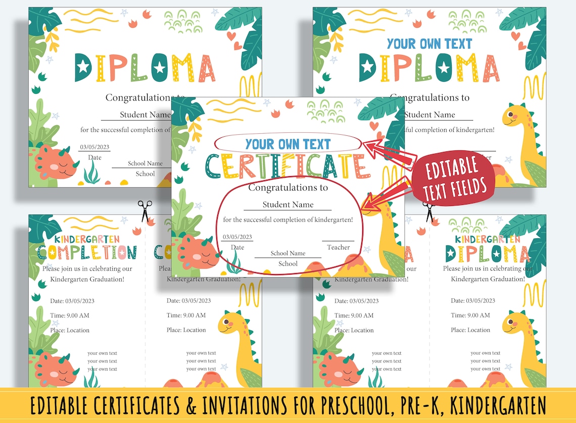37 Pages of Editable Diplomas Certificates and Invitations - Etsy