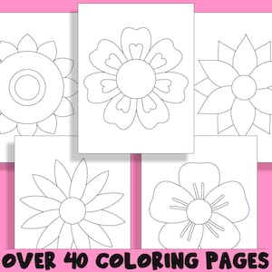 Simple Flower Coloring Pages for Kids: 40 Printable Pages – A High ...