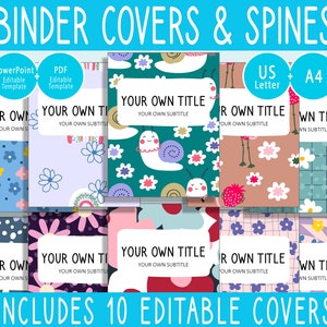 10 Editable Spring Flower Binder Covers, Includes 1", 1.5",2" Spines ...
