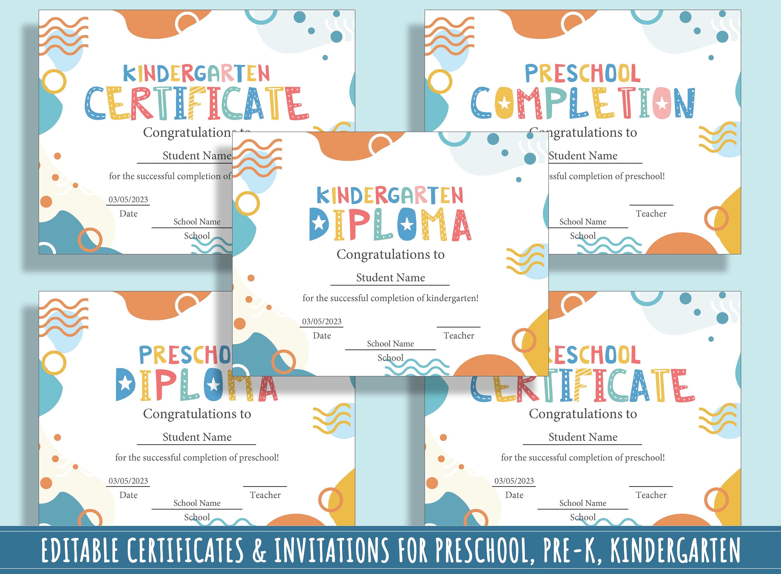 Modern Editable Graduation Certificates, Diplomas, Invitations Template ...