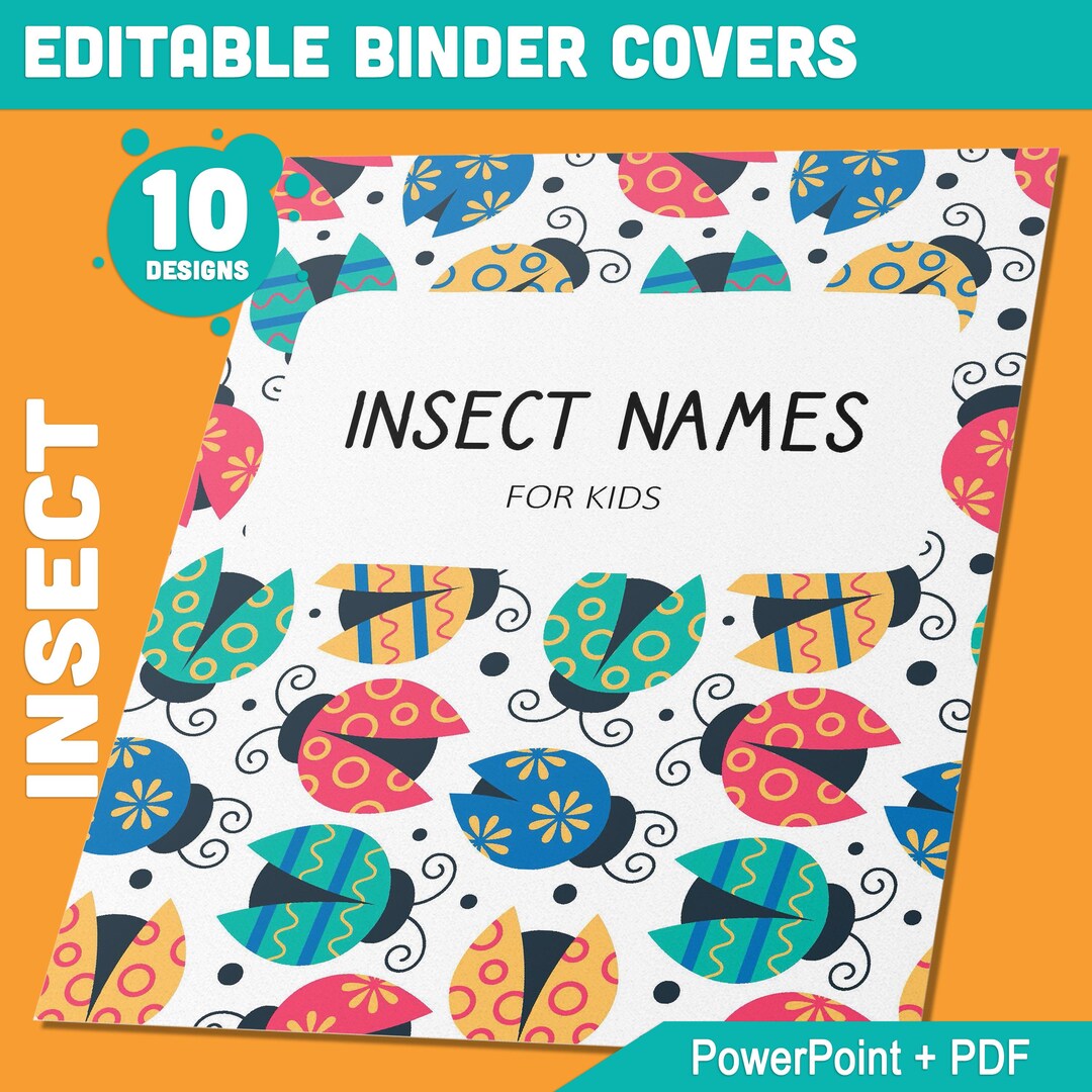 10 Editable Insect/bug/beetle Binder Covers, Includes 1", 1.5", 2 ...