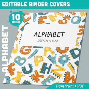 10 Editable Alphabet Binder Covers, Includes 1", 1.5", 2" Spines ...