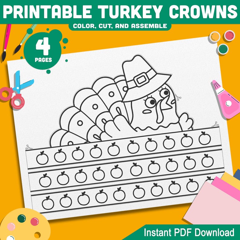 Printable Turkey Crown Templates – 4 Fun Designs for Kids' Thanksgiving ...