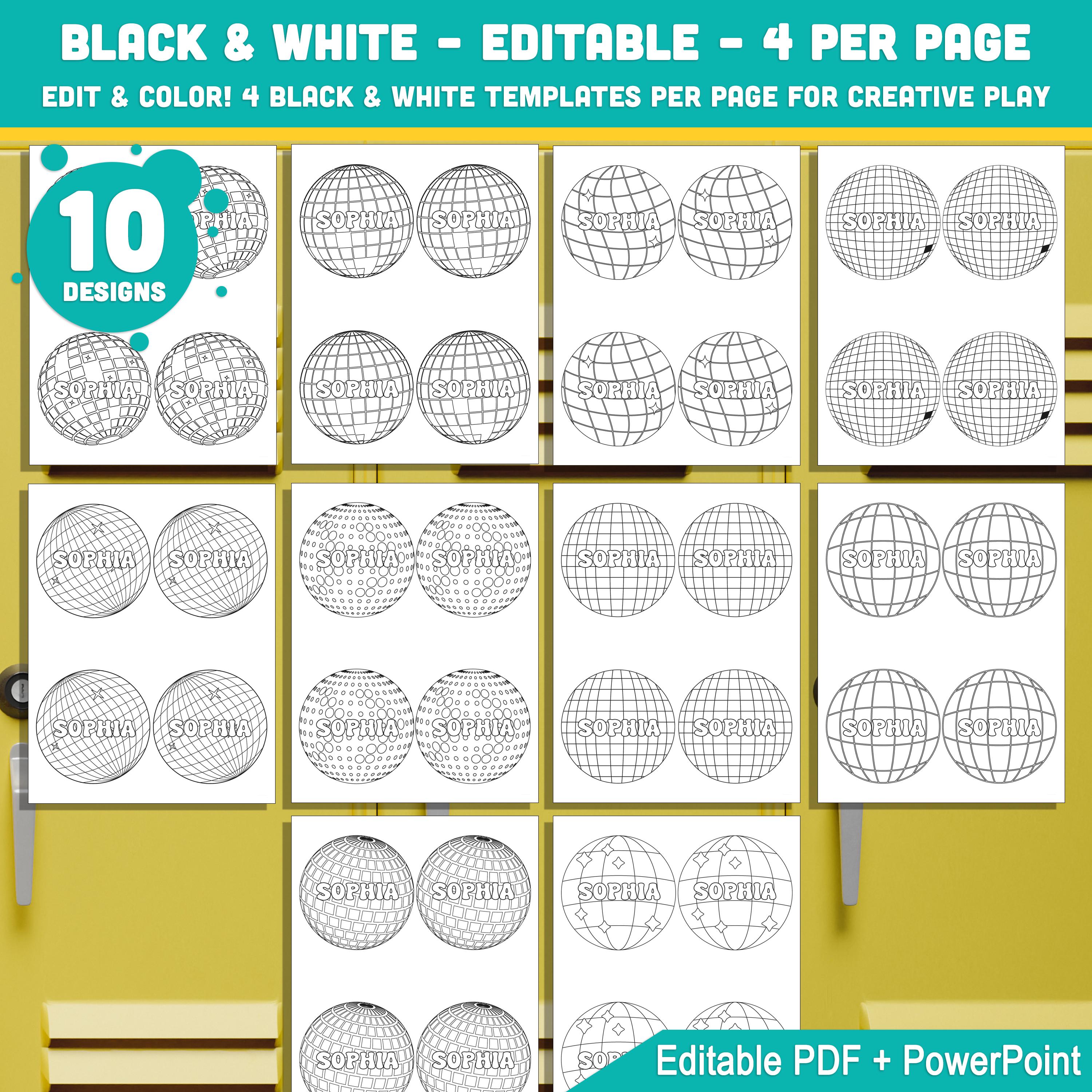 Editable Locker Labels (cubby Name Tags), Retro Groovy Disco Ball ...