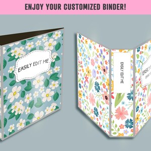 Flowers and Leaves Binder Cover, 10 Printable & Editable Covers+spines ...