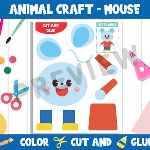 Animal Craft Activity - Mouse : Color, Cut, and Glue for Prek to 2nd ...