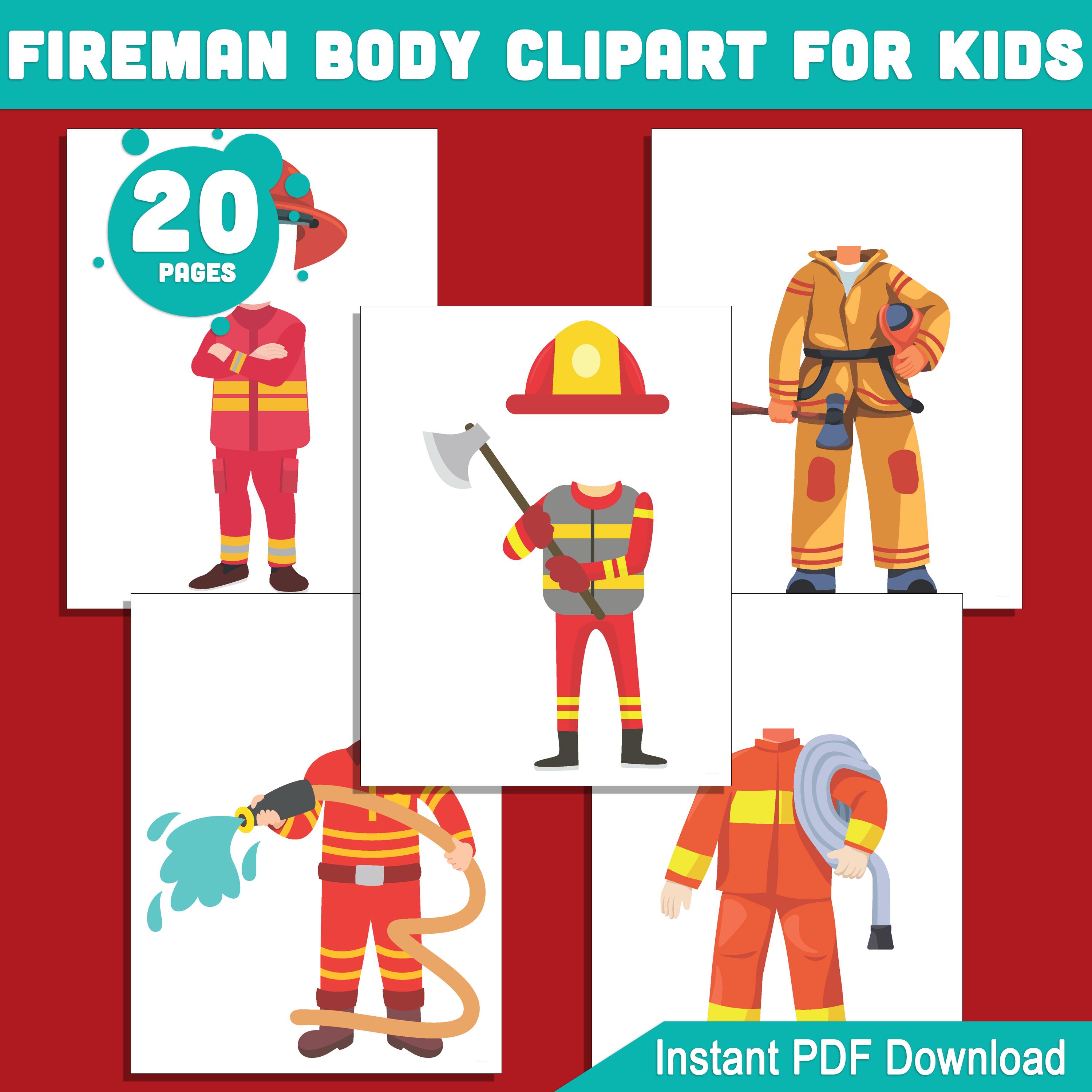 Fireman Body Clipart, Firefighter Template With Add Your Own Face ...