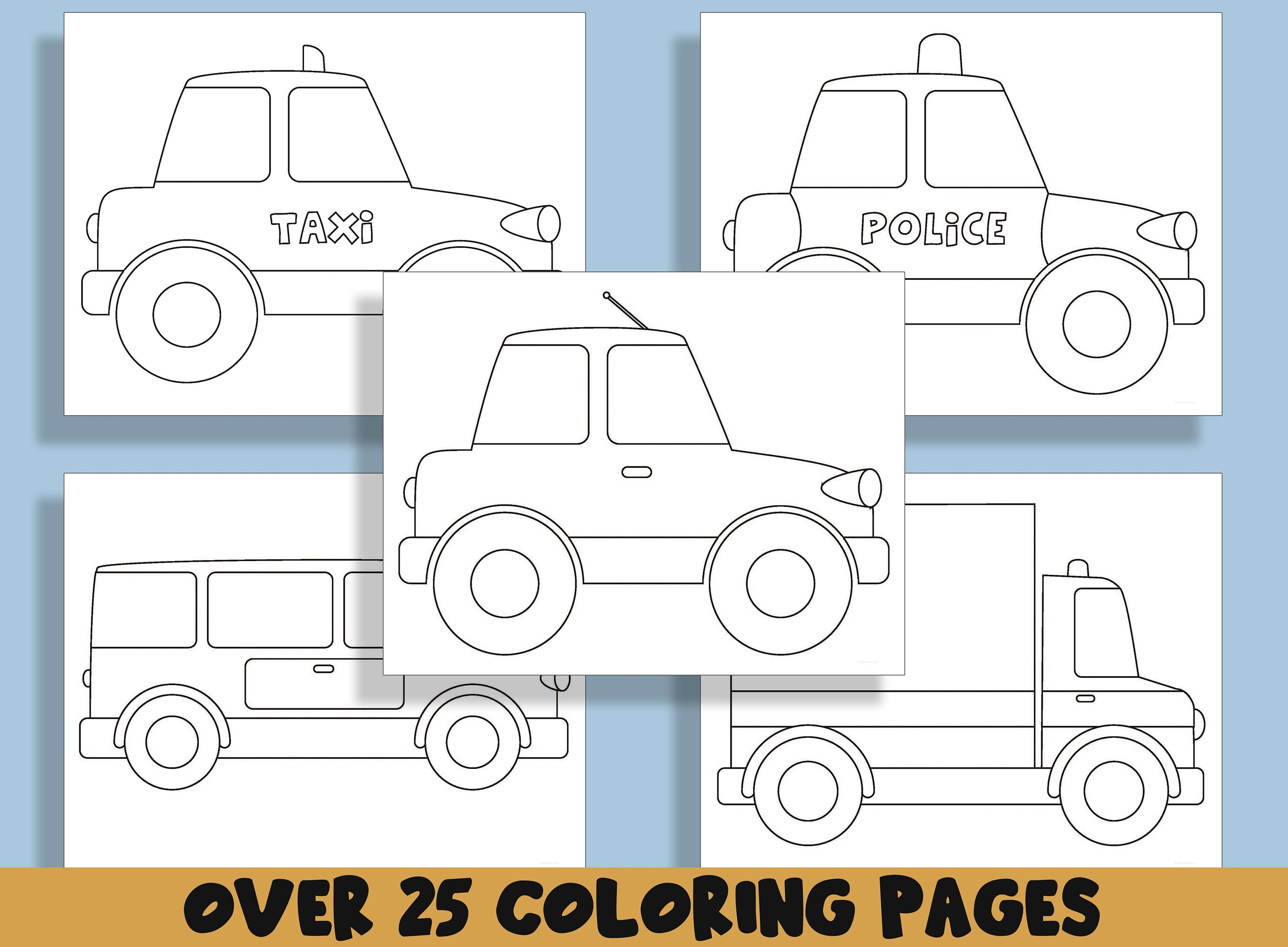 Vehicle Coloring Pages for Kids 25 Printable Vehicle Coloring - Etsy