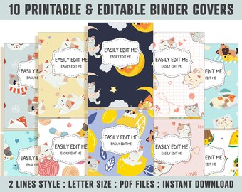 Cat Binder Cover 10 Printable/editable Coversspines - Etsy