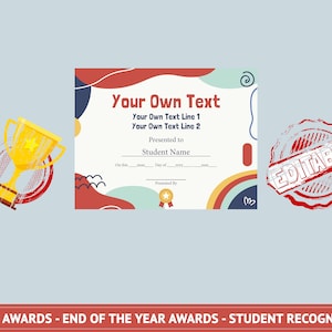 Editable Classroom Certificates - End of the Year Awards - Student ...