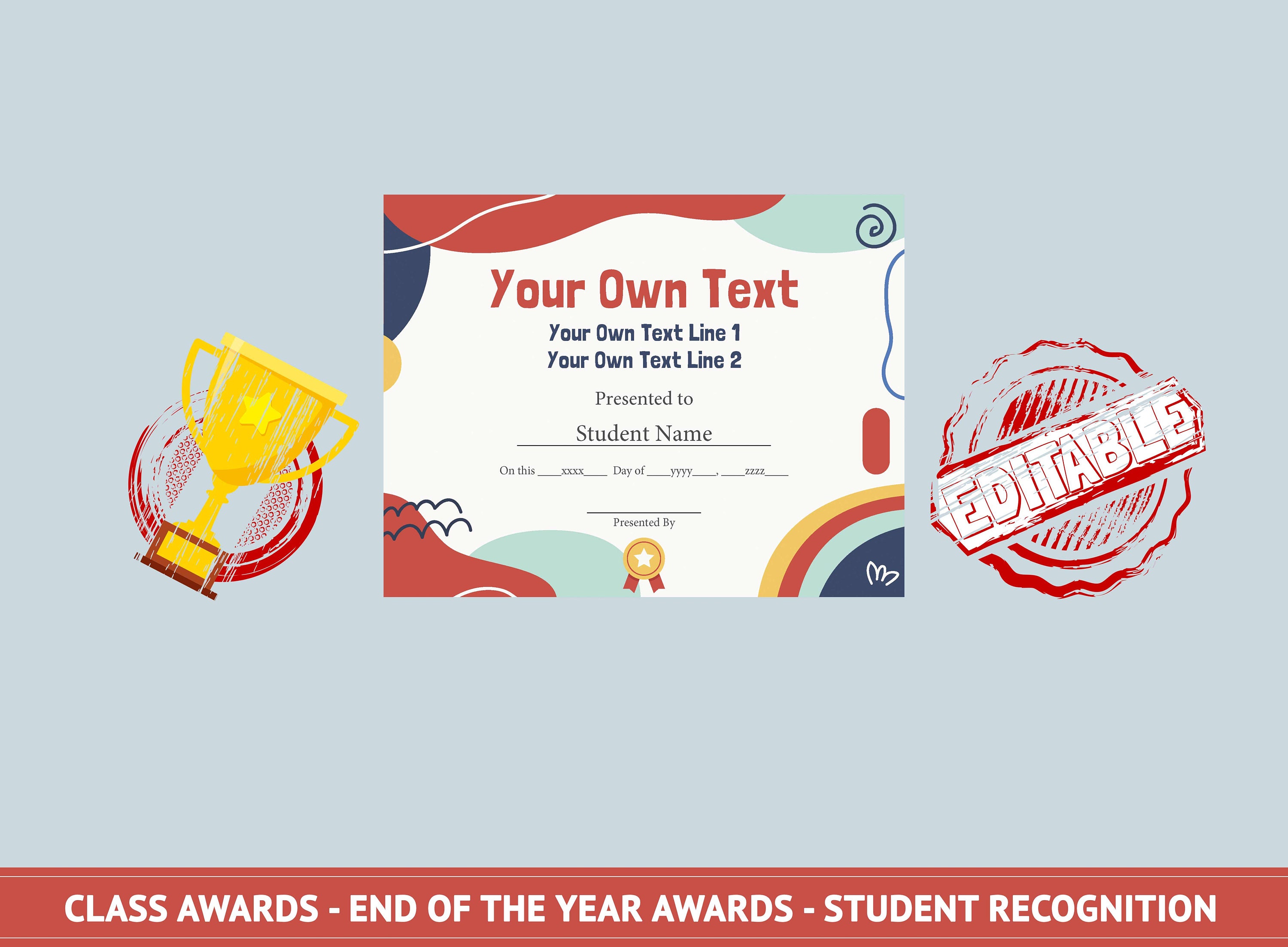 Editable Classroom Certificates End of the Year Awards Student ...