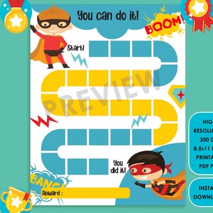 Printable Kids Superhero Reward Chart for Kids, a Way of Guiding ...