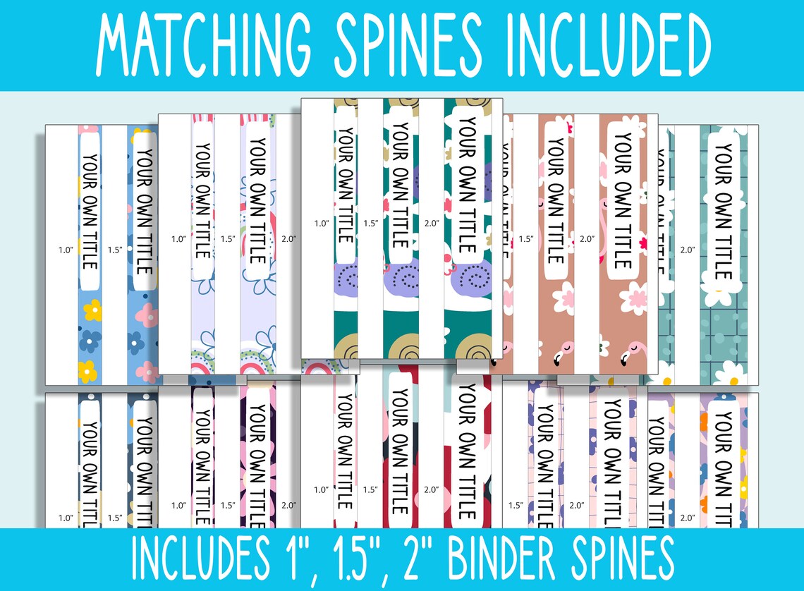 10 Editable Spring Flower Binder Covers, Includes 1, 1.5,2 Spines ...