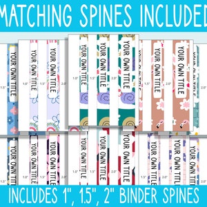 10 Editable Spring Flower Binder Covers, Includes 1", 1.5",2" Spines ...