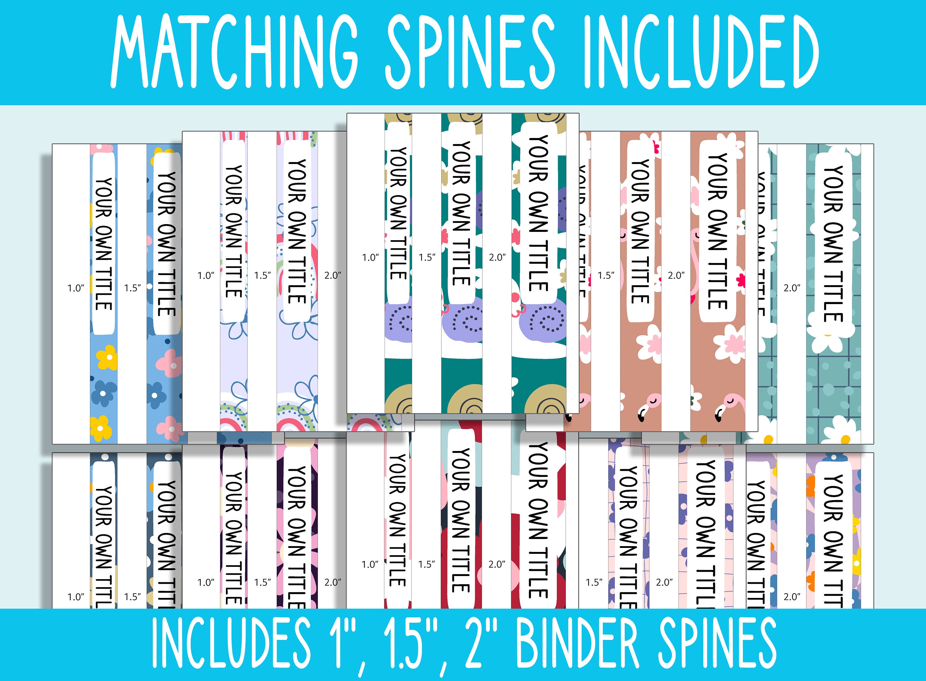 10 Editable Spring Flower Binder Covers, Includes 1, 1.5,2 Spines ...