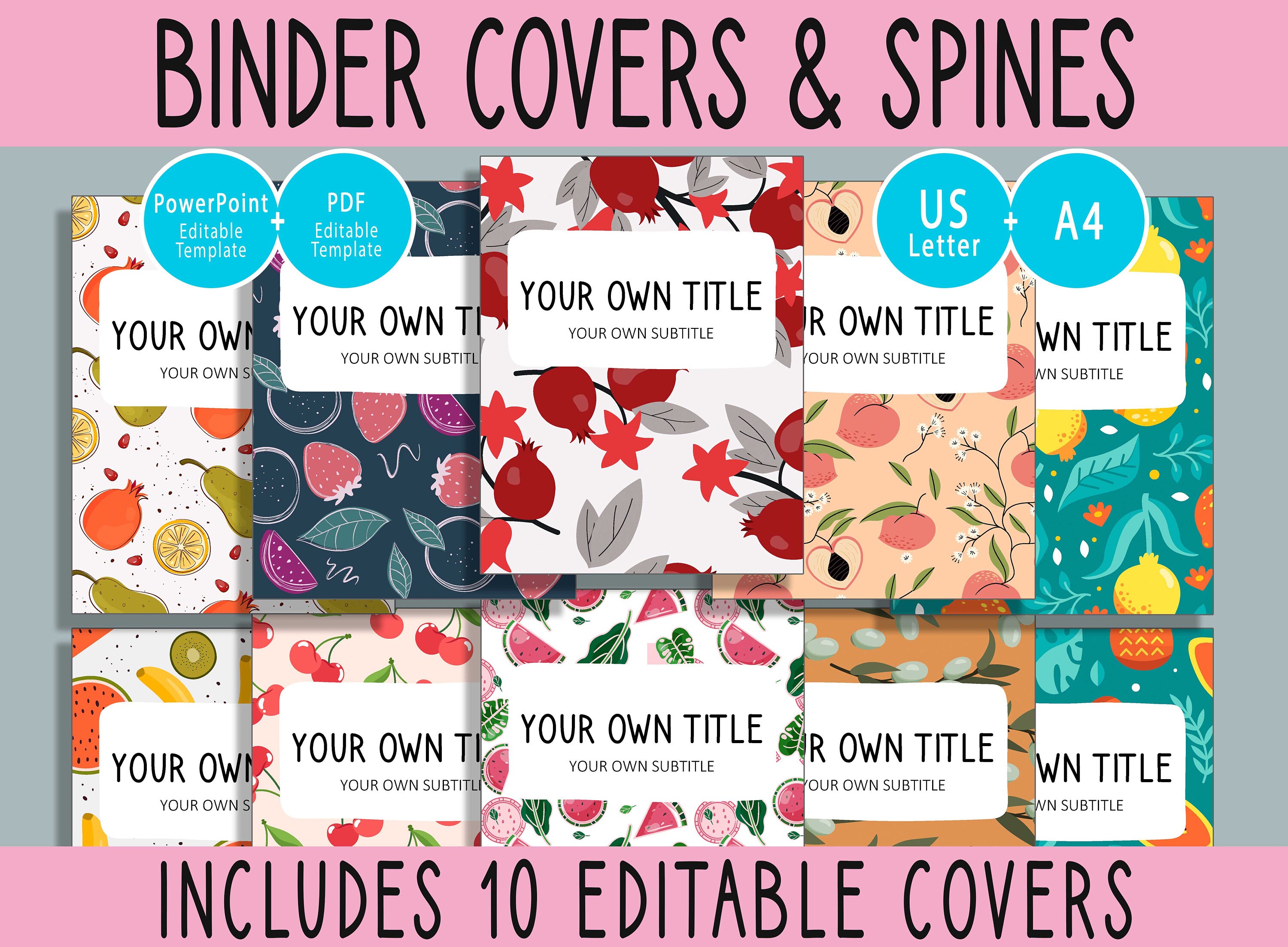 10 Editable Fruit Binder Covers Includes 1 1.5 - Etsy