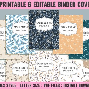 Decorative Floral Binder Cover, 10 Printable/editable Binder Covers ...